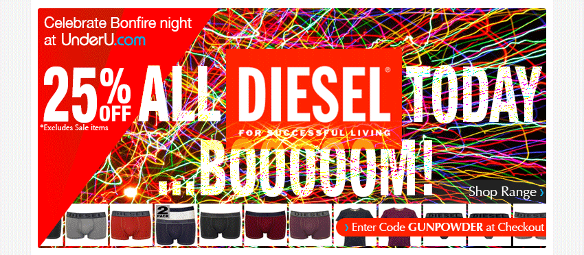 Plot the Gunpowder Voucher Code for 25% off all Diesel orders this wee