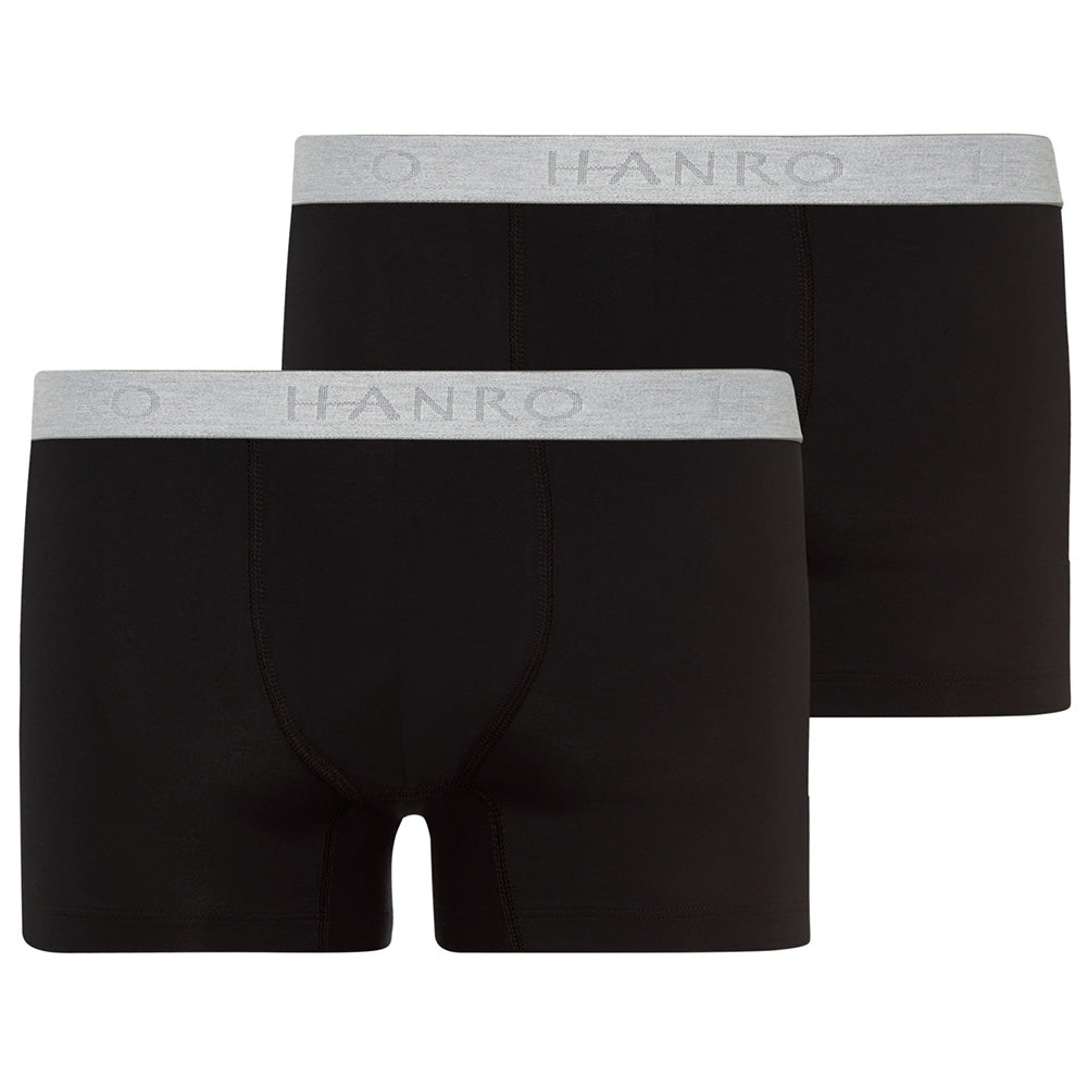 Hanro Men's 2-Pack Cotton Essentials Boxer Trunks, Black
