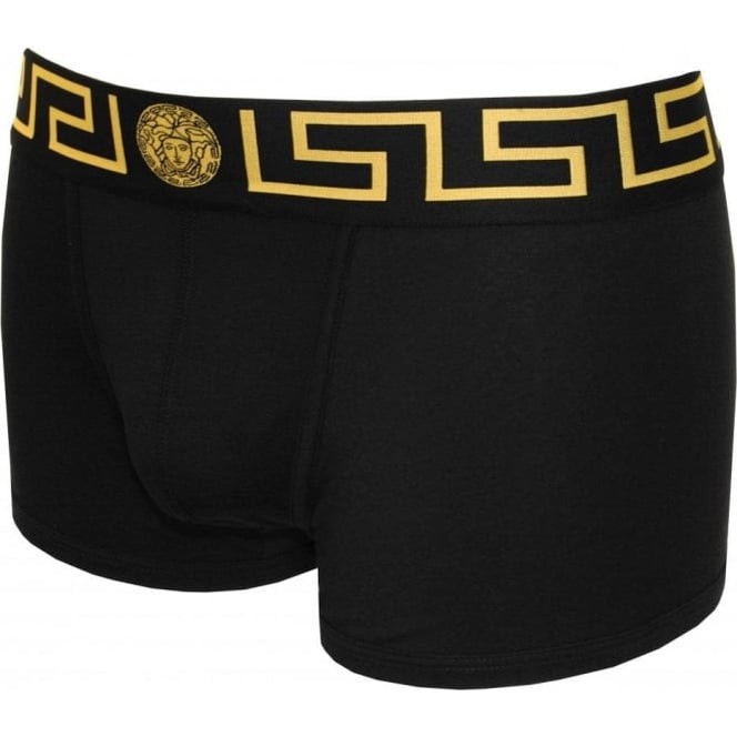 Versace Men's Greca Border Boxer Trunks, Black
