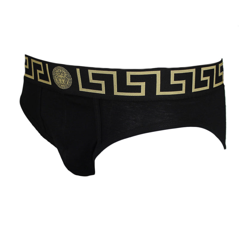 Versace Men's 2-Pack Greca Border Briefs, Black/White