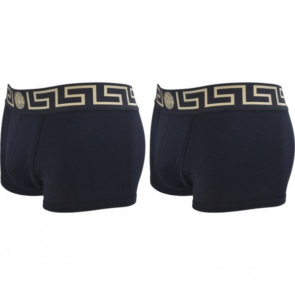 Versace Men's 2-Pack Greca Border Boxer Trunks, Black