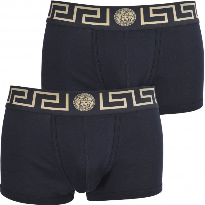 Versace Men's 2-Pack Greca Border Boxer Trunks, Black
