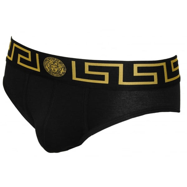 Versace Men's 3-Pack Greca Border Briefs, Black