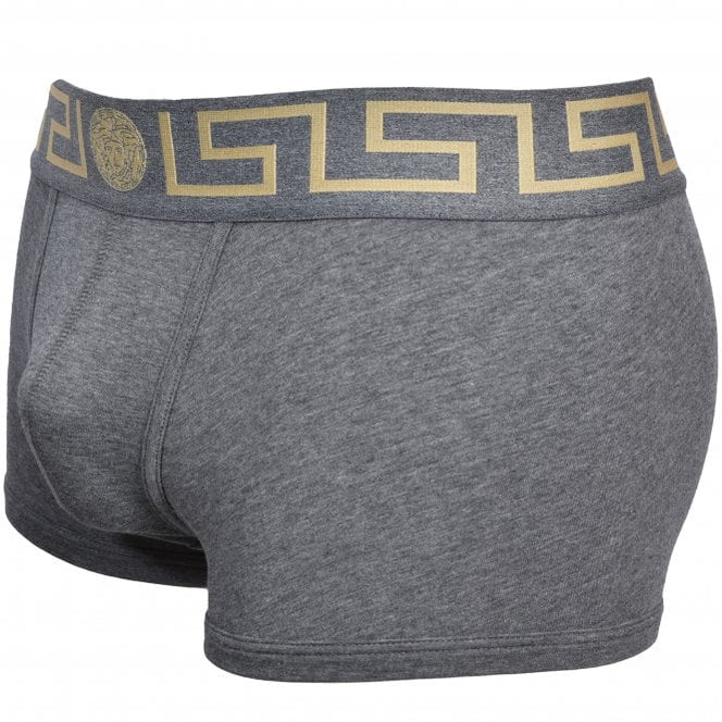 Versace Men's Greca Border Low-Rise Boxer Trunk, Grey
