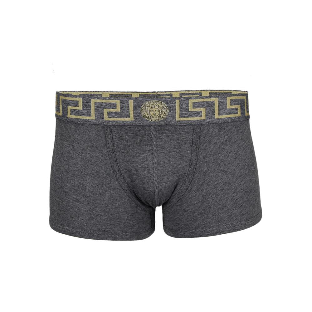 Versace Men's Greca Border Low-Rise Boxer Trunk, Grey