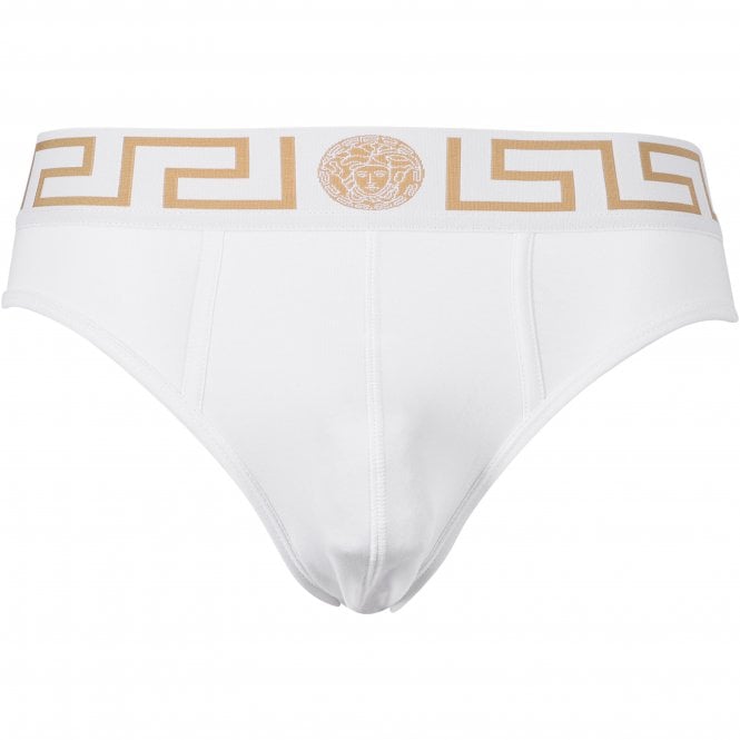 Versace Men's 3-Pack Greca Border Low-Rise Briefs, Black/White/Navy