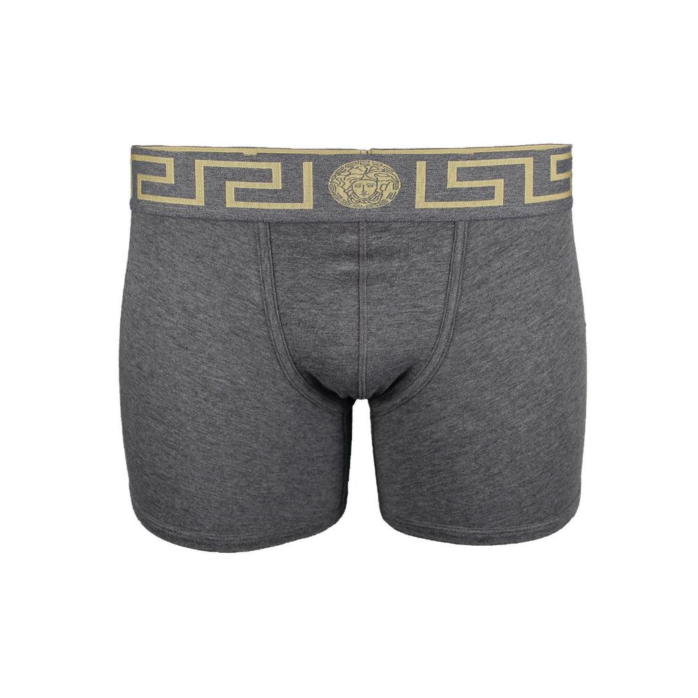 Versace Men's Greca Border Boxer Brief, Grey Melange