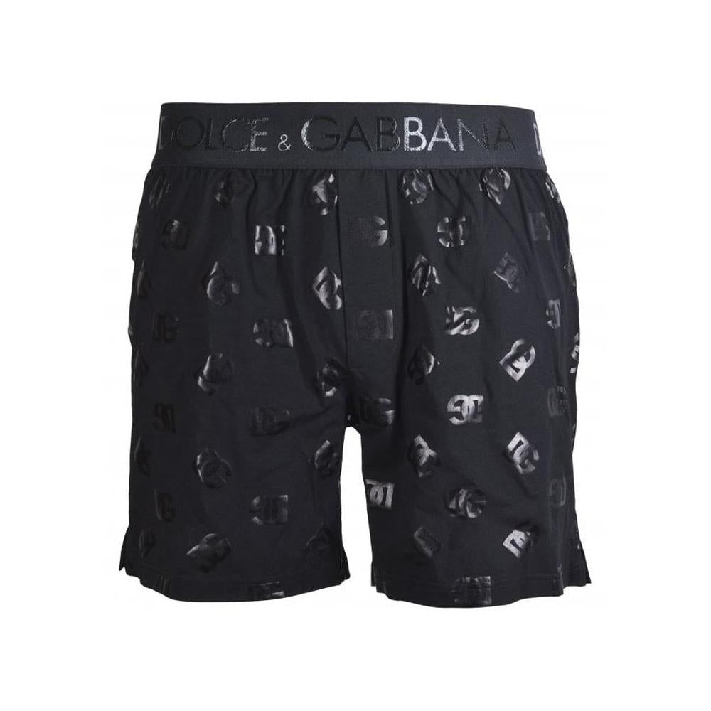 Dolce & Gabbana Men's Rubberised DG Logo Boxer Shorts, Black