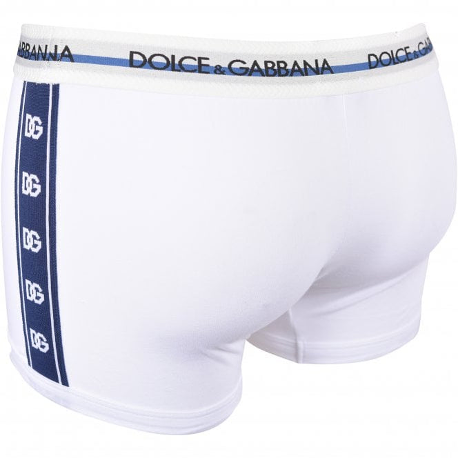 Dolce & Gabbana Men's DG Monogram Trim Boxer Trunk, White
