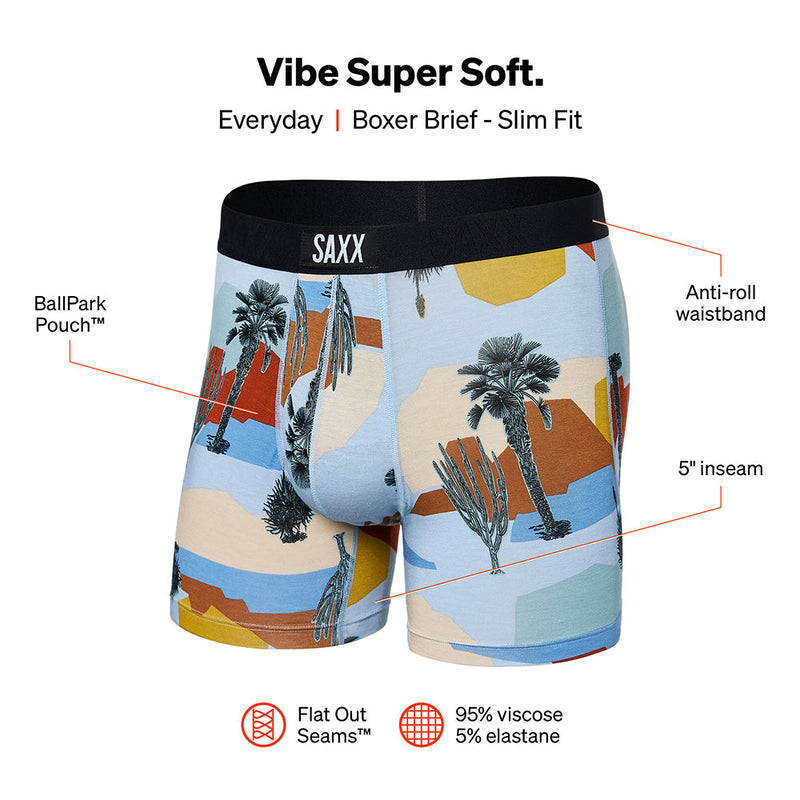 SAXX Men's Vibe Baja Bound Boxer Brief, Light Blue