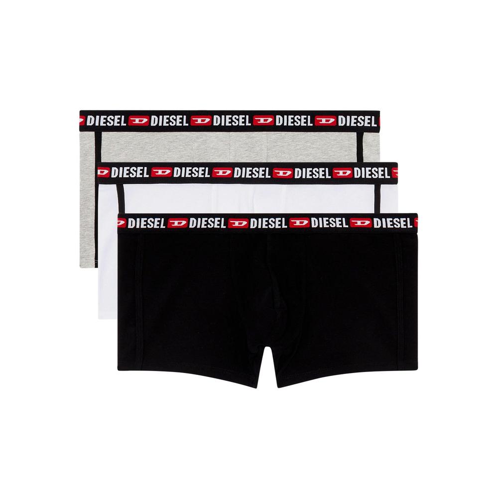 Diesel Men's 3-Pack Sporty Logo Boxer Trunks, White/Black/Grey