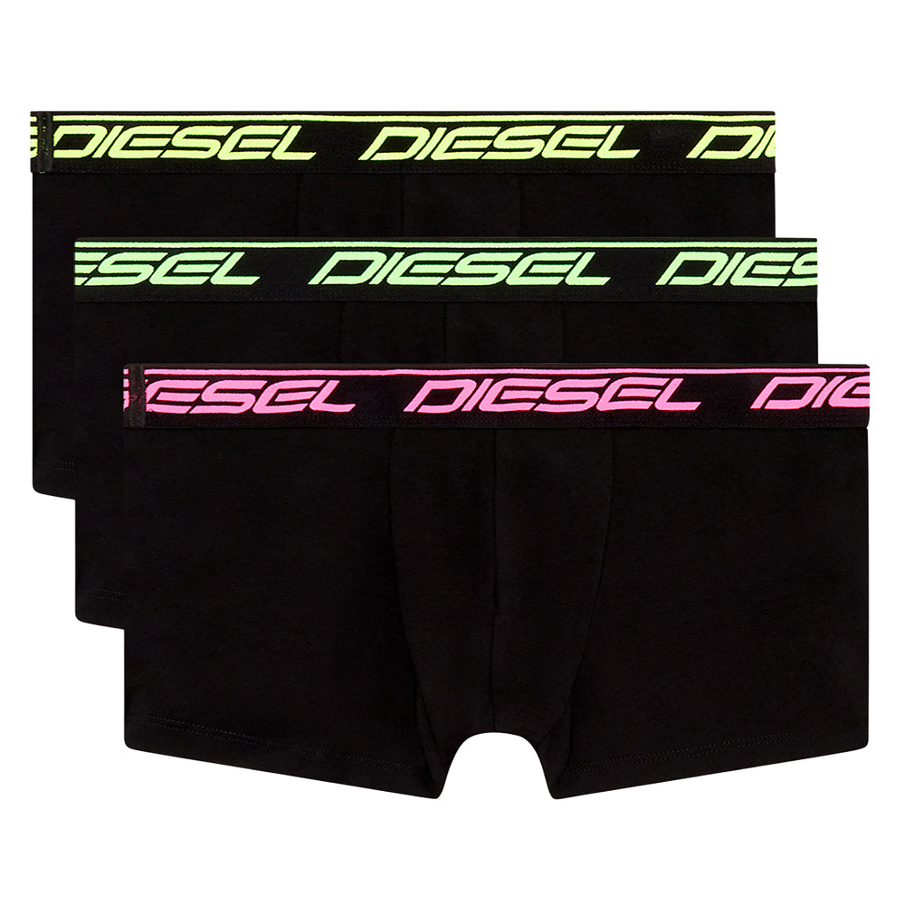 Diesel Men's 3-Pack Neon Logo Boxer Trunks, Black