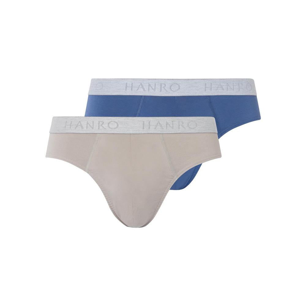 Hanro Men's 2-Pack Cotton Essentials Briefs, Blue/Grey