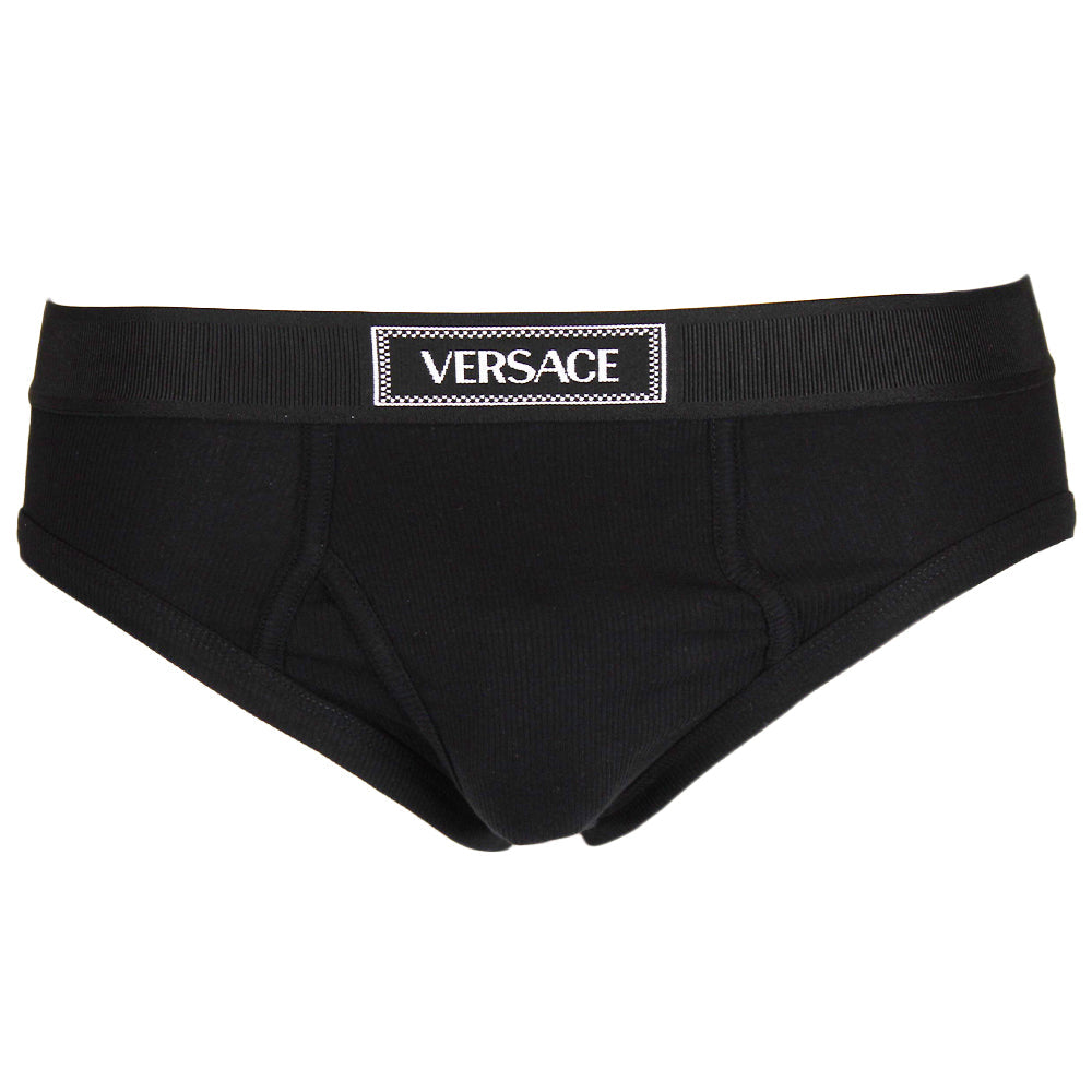 Versace Men's 90s Versace Logo Briefs, Black