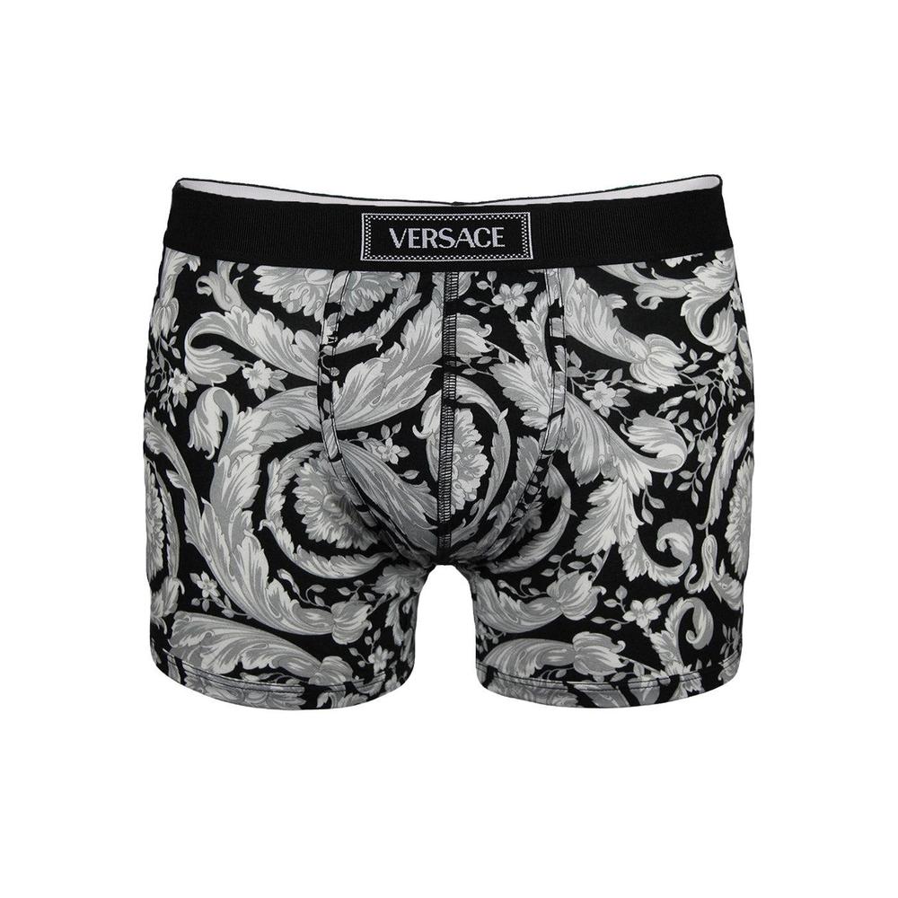 Versace Men's Barocco Print Boxer Briefs, Black/Grey