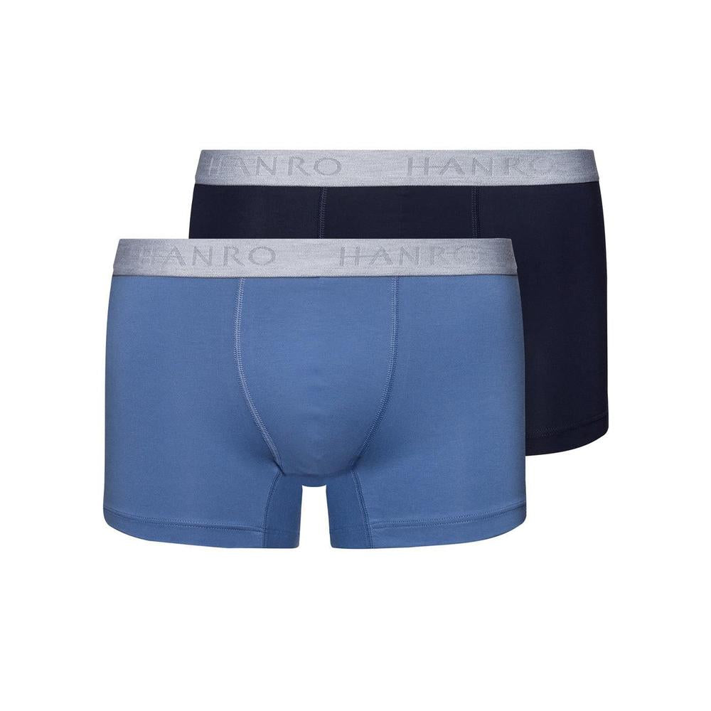 Hanro Men's 2-Pack Cotton Essentials Boxer Trunks, Windy Blue / Navy
