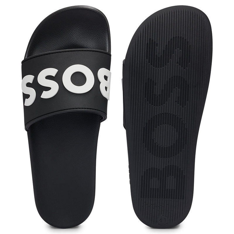 BOSS Italian-Made Raised Logo Sliders, Black