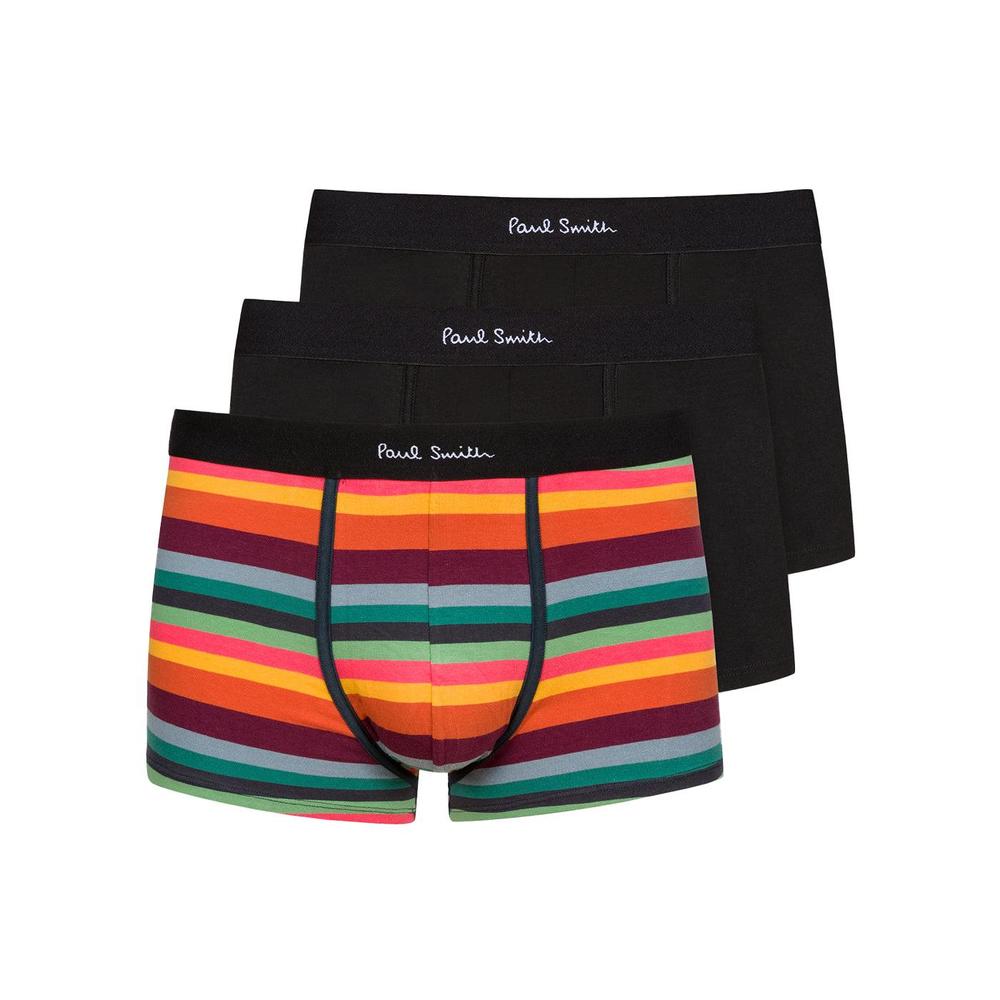 Paul Smith Men's 3-Pack Artist Stripe Boxer Trunks, Black/multi