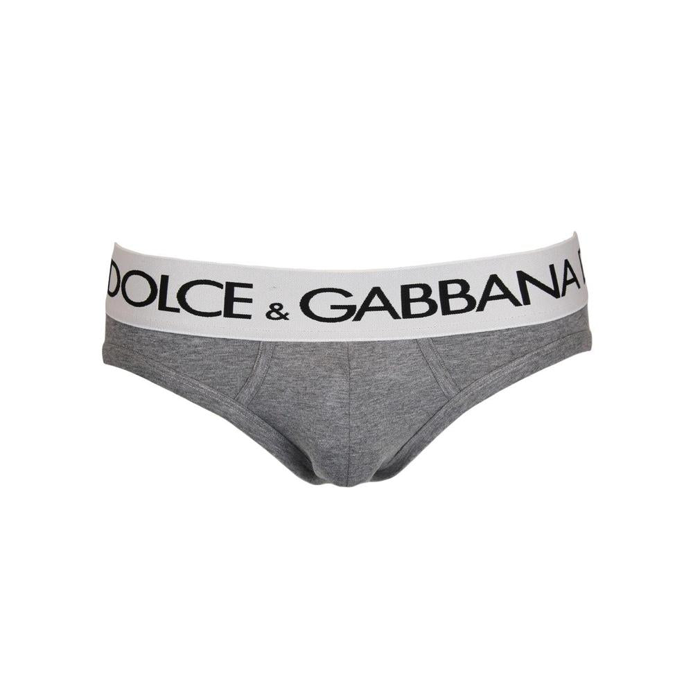 Dolce & Gabbana Men's Mid-Rise Briefs in Two-Way Stretch Cotton, Grey