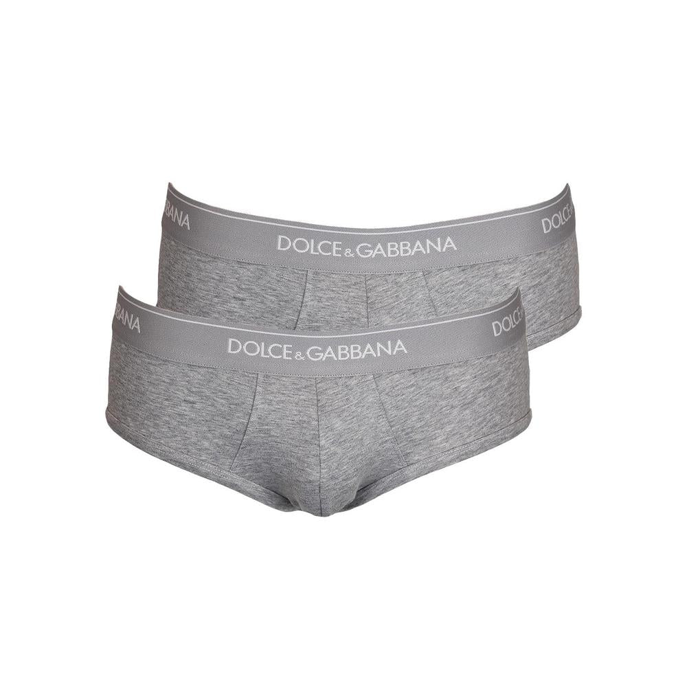 Dolce & Gabbana Men's 2-Pack Stretch Cotton Brando Briefs, Grey