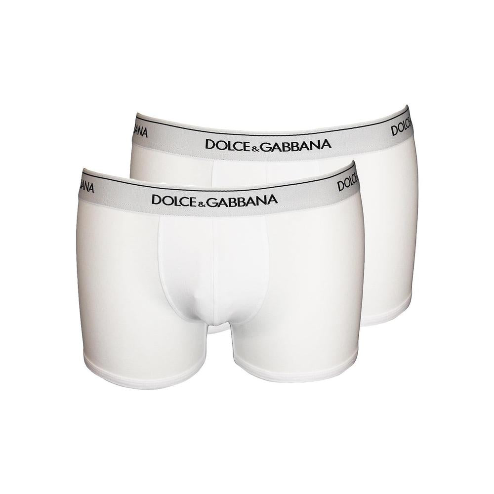 Dolce & Gabbana Men's 2-Pack Stretch Cotton Boxer Trunks, White