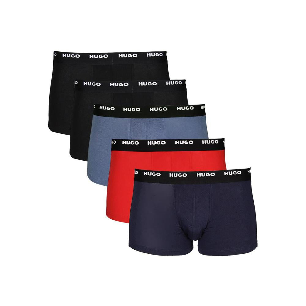 HUGO Men's 5-Pack Boxer Trunks, Black/Blue/Red