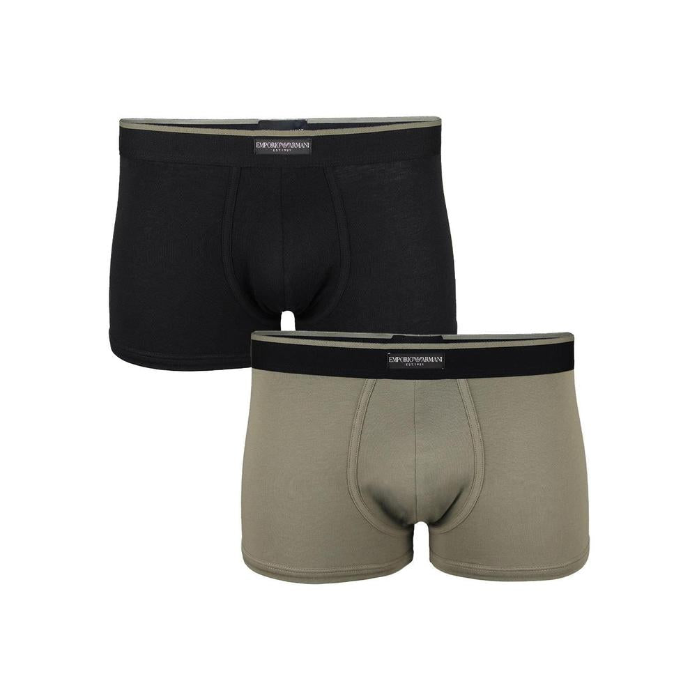 Emporio Armani Men's 2-Pack Logo Label Boxer Trunks, Black/Vetiver