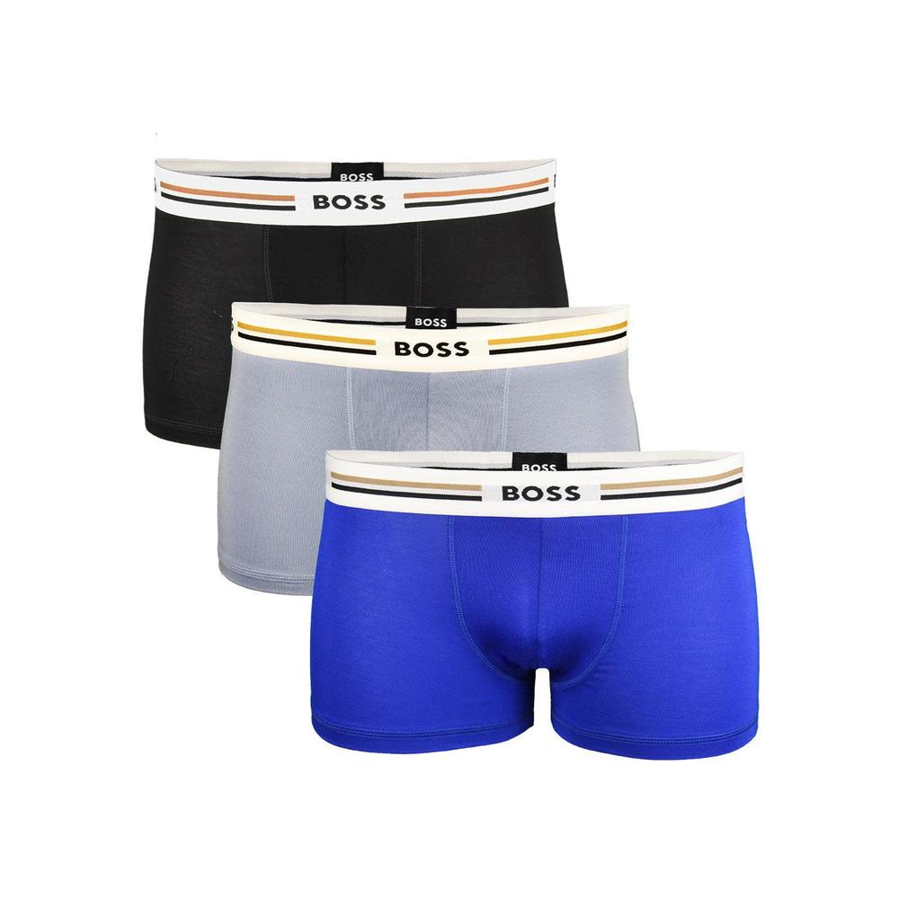 BOSS Men's 3-Pack Revive Boxer Trunks, Blue/Navy