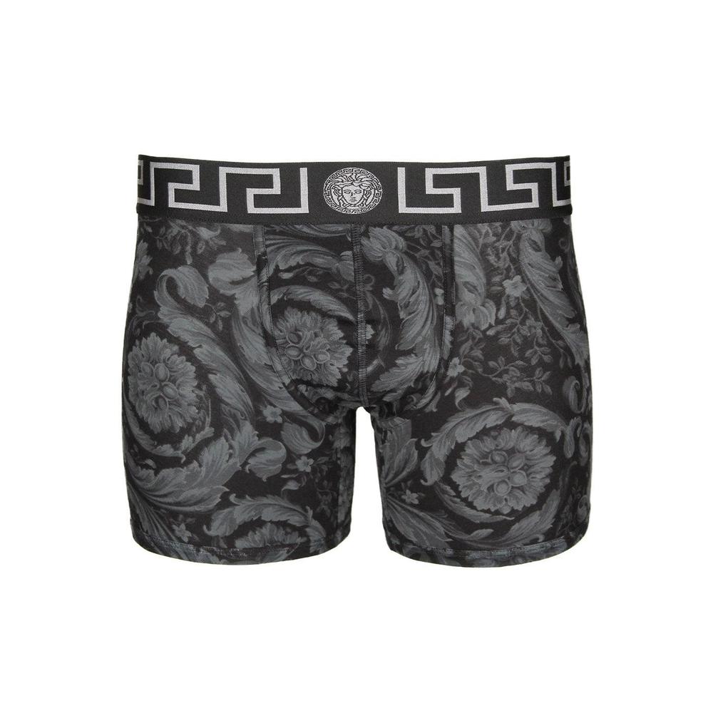 Versace Men's Barocco Print Boxer Briefs, Black/Grey