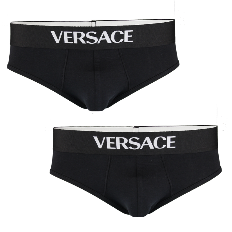 Versace 2-Pack Tex Jersey Low Rise Essential Brief, Black