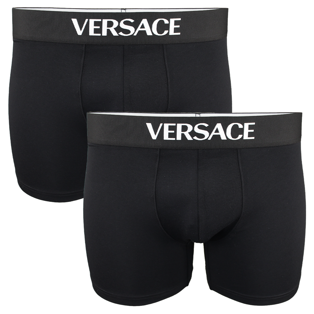 Versace 2-Pack Essentials Tex Jersey Boxer Brief, Black
