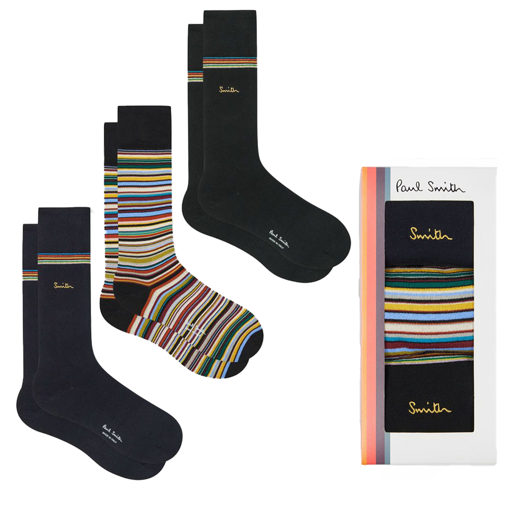 Paul Smith 3-Pack Gold Signature Socks, Gift Pack