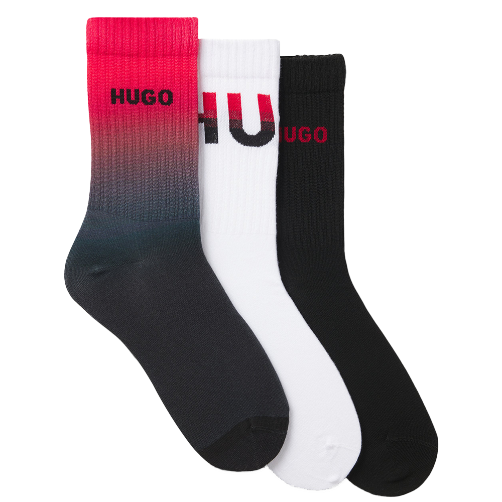 HUGO 3-Pack QS Rib Rising Fade, Black, White & Red
