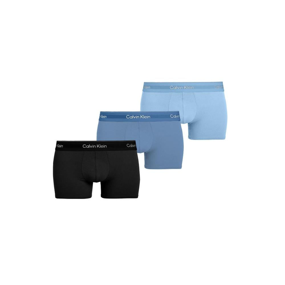 Calvin Klein Men's 3-Pack Low Rise Boxer Trunks, Black/Glacier/Blue Bell
