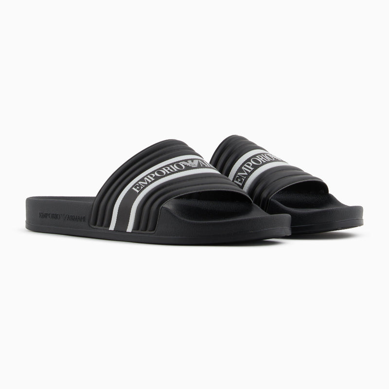 Emporio Armani Men's Logo Tape Sliders, Black