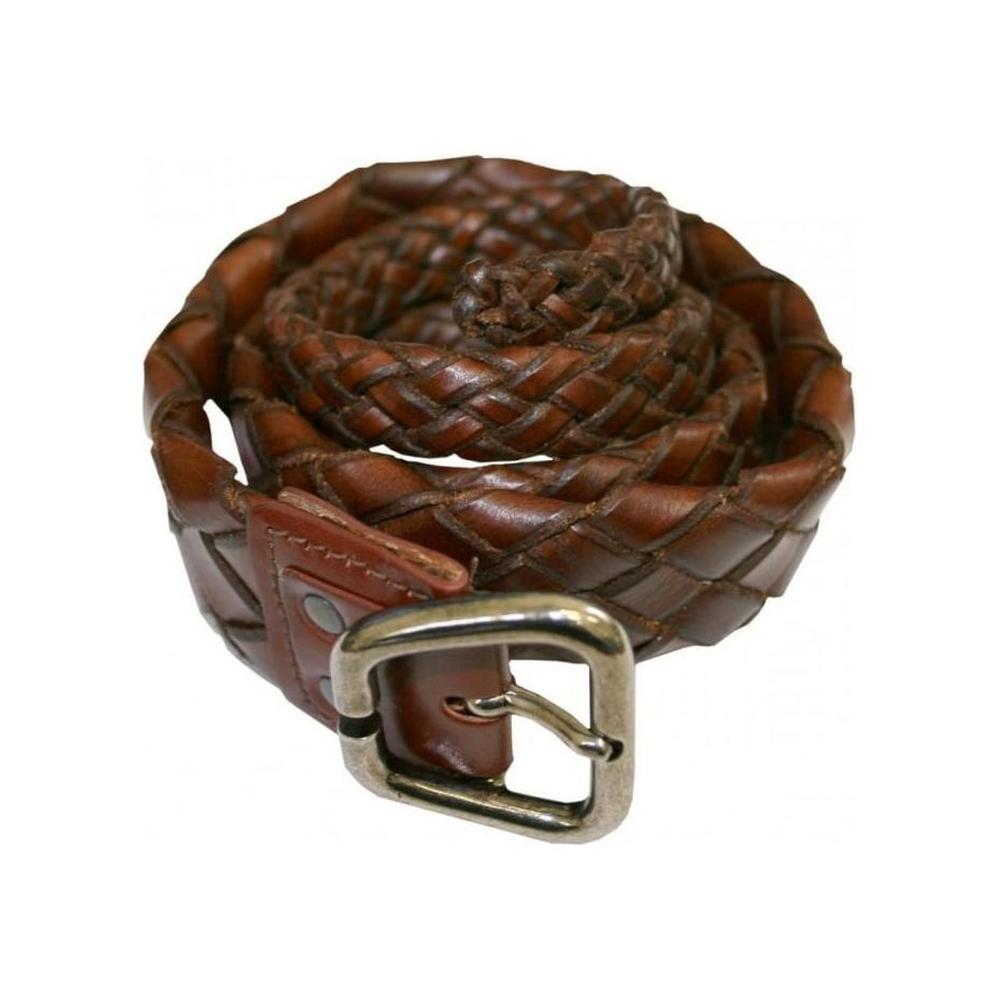 Devils Skin Men's Narrow Rats Tail Woven Leather Belt, Brown