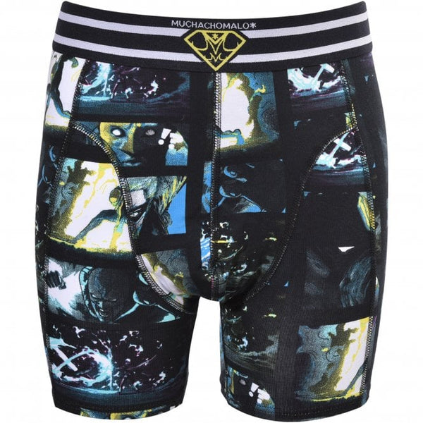 Muchachomalo Boy's 2-Pack Comic Strip Boxer Briefs, Green/Black