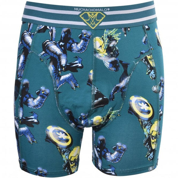 Muchachomalo Boy's 2-Pack Comic Strip Boxer Briefs, Green/Black