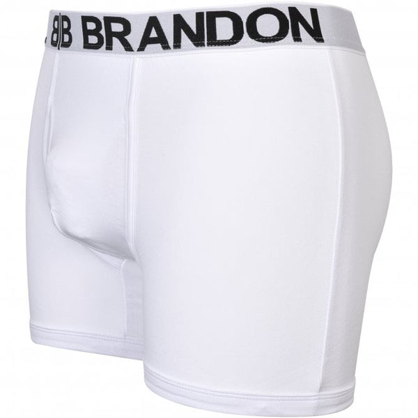 Bill and Brandon Men's Contrasting Logo Waistband Boxer Brief, White