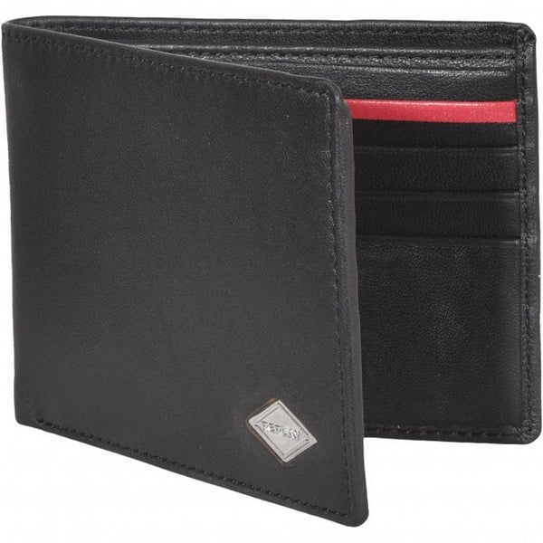 Replay Men's Premium Bi-Fold Leather Wallet, Black