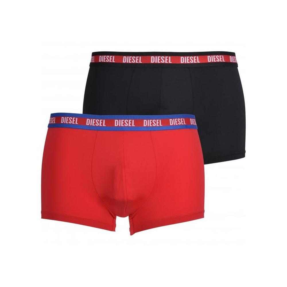 Diesel Men's 2-Pack Soft Microfibre Boxer Trunks, Red/Black