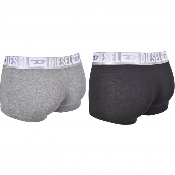 Diesel Men's 2-Pack Silver Division Boxer Trunks, Black/Grey