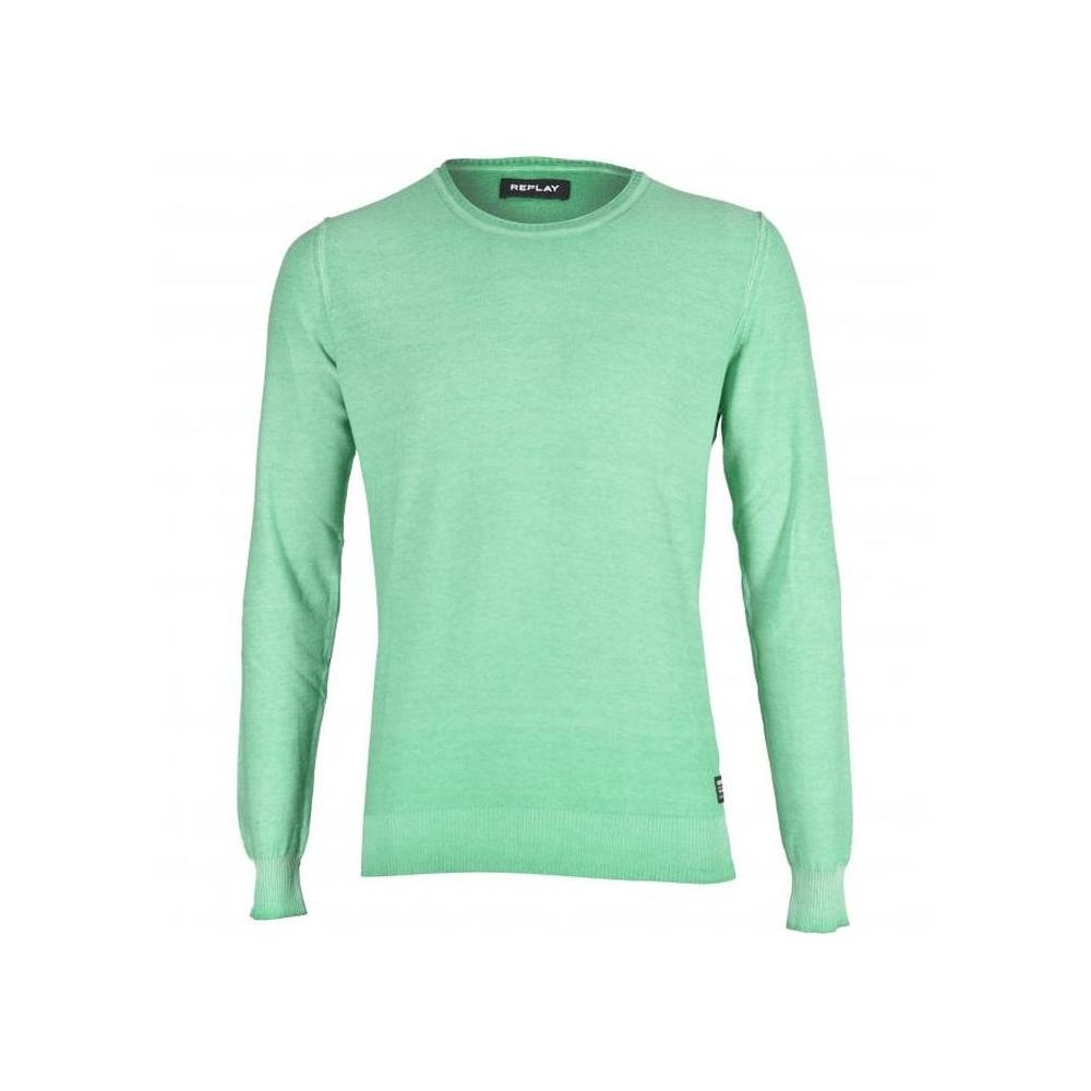 Replay Men's Lightweight Crew-Neck Sweater, Real Green