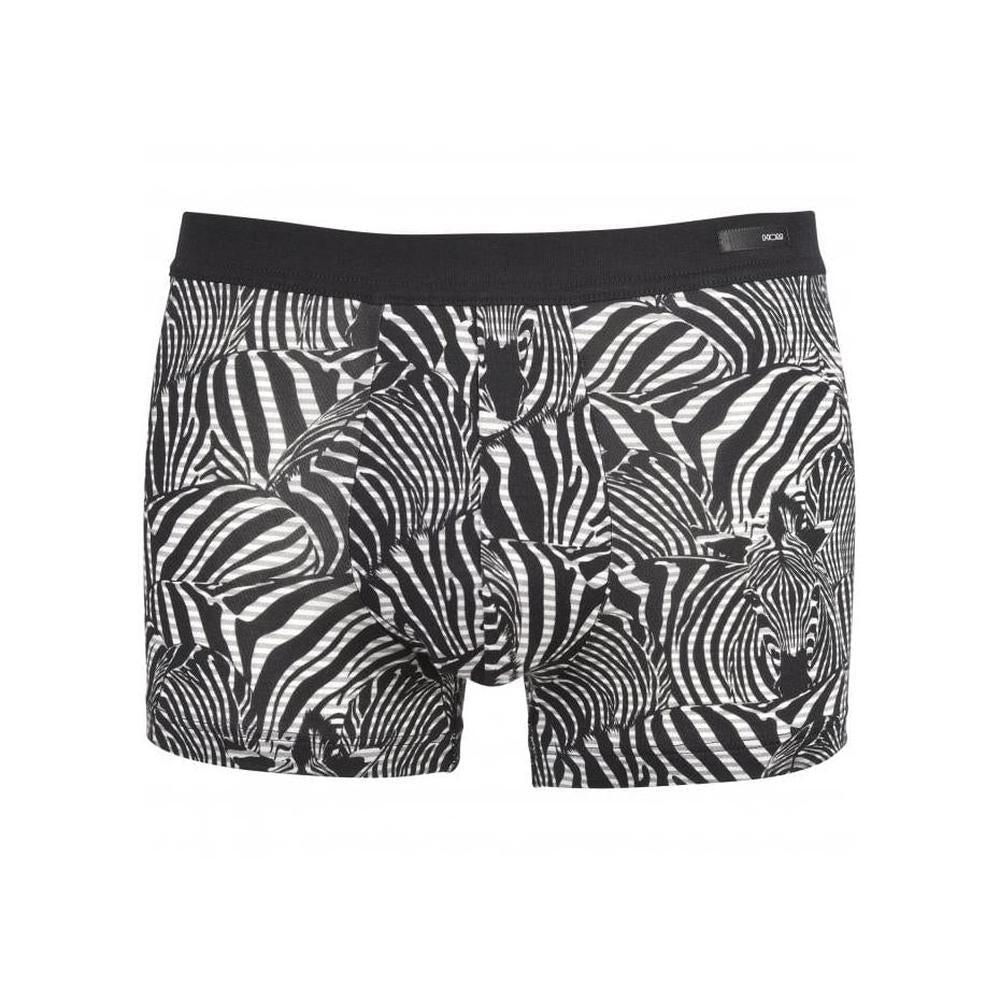 HOM Men's Marty Stripes Comfort Boxer Trunk, Black/white
