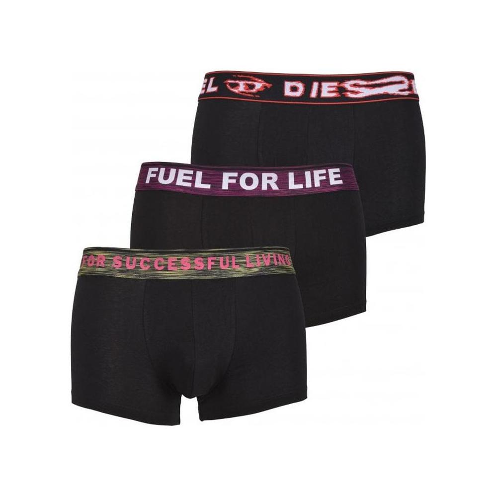 Diesel Men's 3-Pack Multi Logo Boxer Trunks, Black