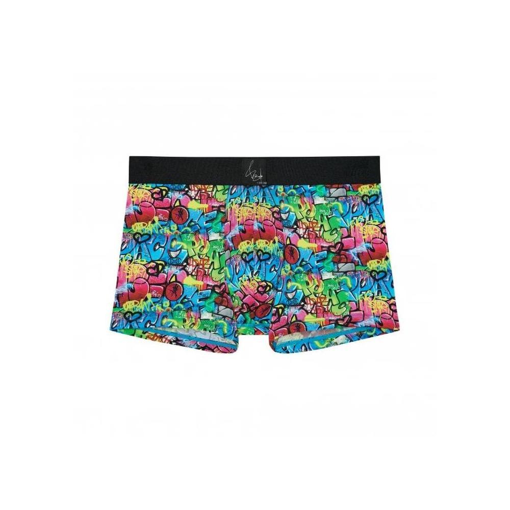 HOM Men's Vincent Bardou Graffiti Wall Boxer Trunk, Black/multi