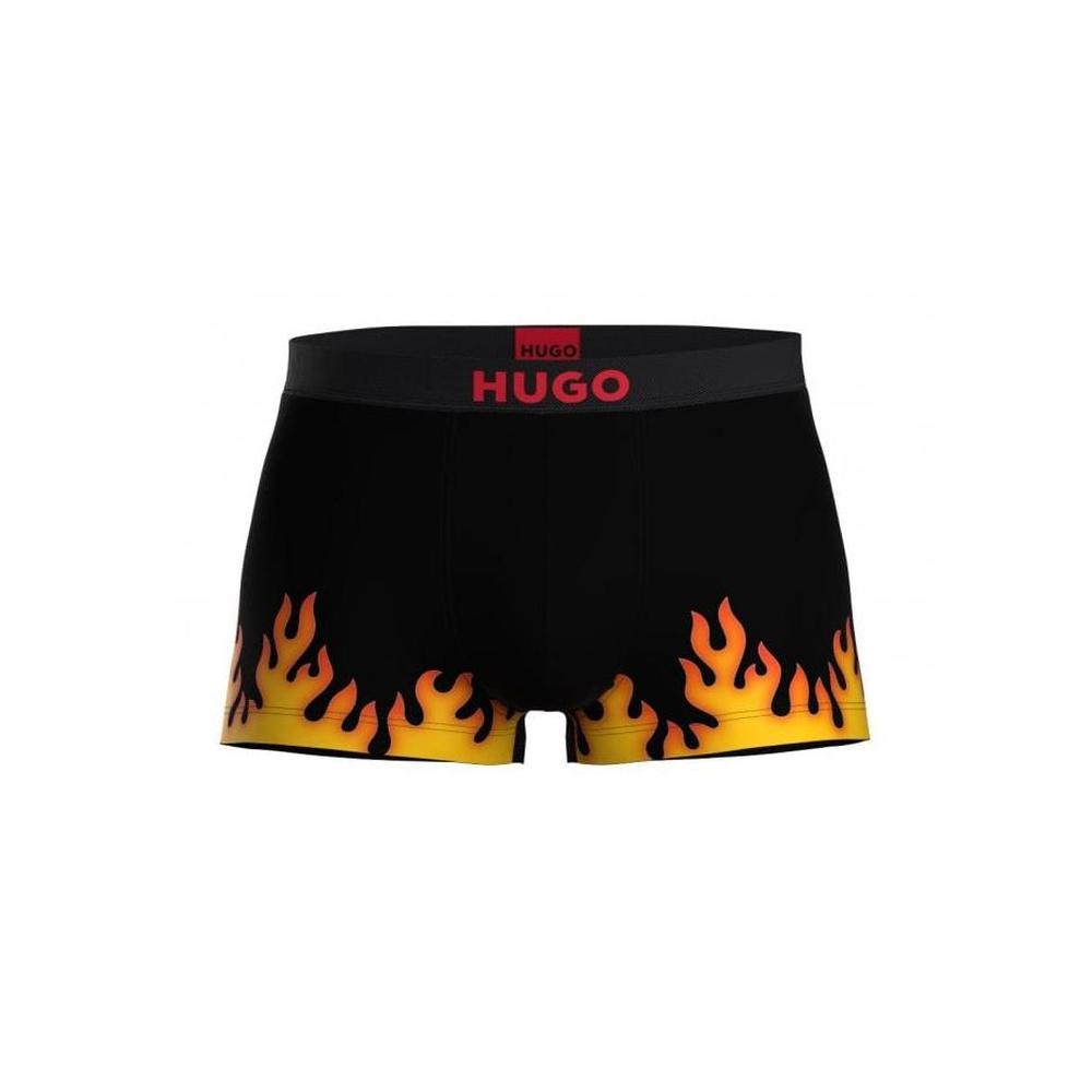 HUGO Men's Individual Flames Boxer Trunk, Black